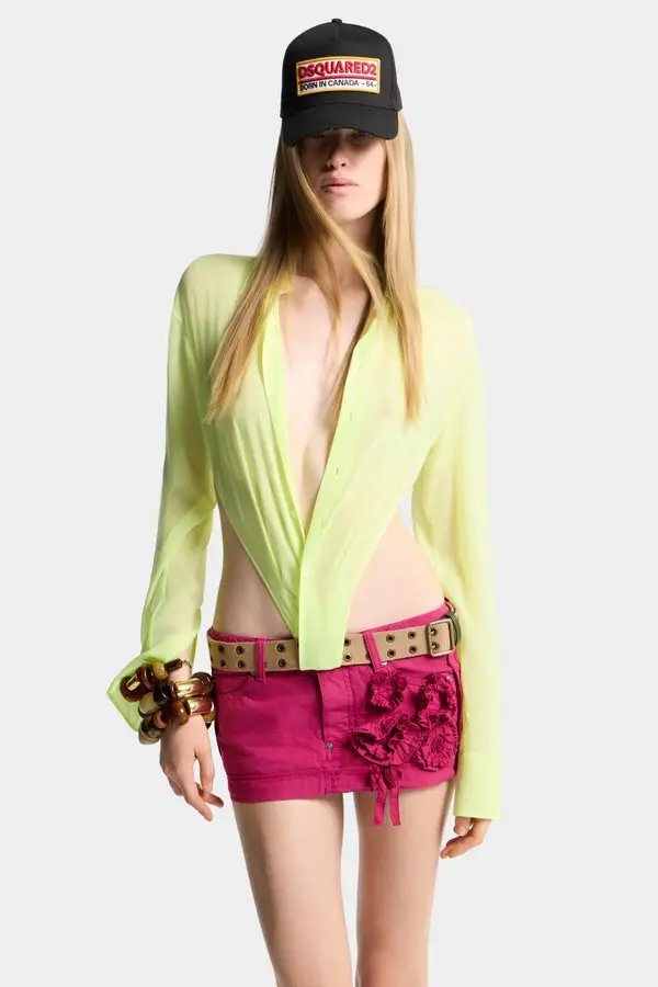 Dsquared2 Sheer Deep Cut Shirt With Open Back