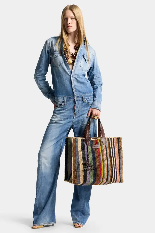 Dsquared2 Light Wash Denim Trucker Jumpsuit