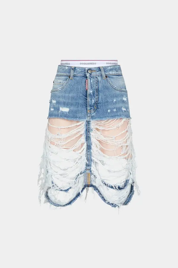 Dsquared2 Super Destroyed" Denim Skirt - Black