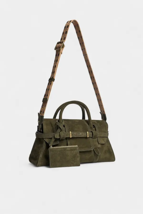 Dsquared2 Utility Twin Suede Handbag With Adjustable Shoulder Strap - Fantasy