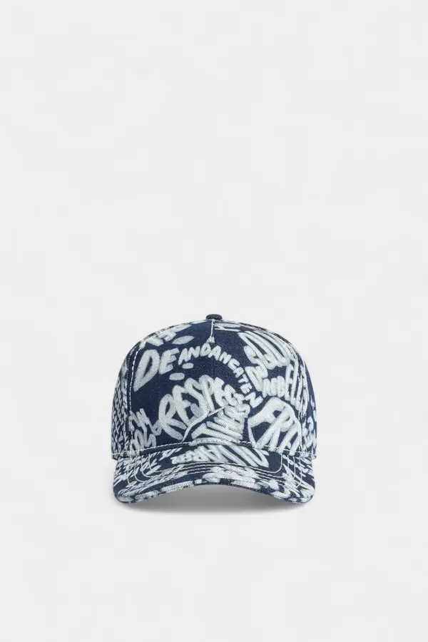 Dsquared2 Baseball Cap With Graffiti Print - Blue