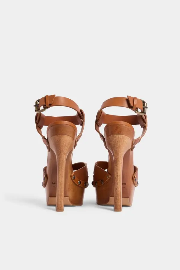 Dsquared2 Studded Leather Platform Clogs