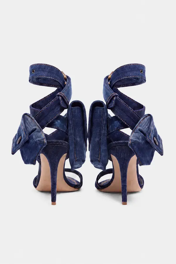 Dsquared2 Denim Twin Heeled Sandals With Detachable Pocket Belt