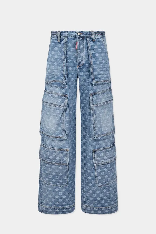 Dsquared2 Monogram Light Wash Cargo Jeans