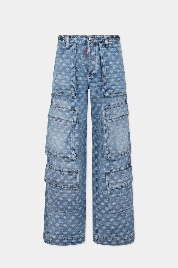 Dsquared2 Monogram Cargo Jeans - Blue