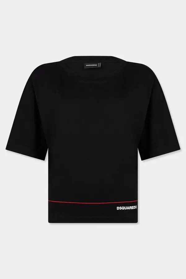 Dsquared2 Cropped T-shirt With Logo Detail - Black