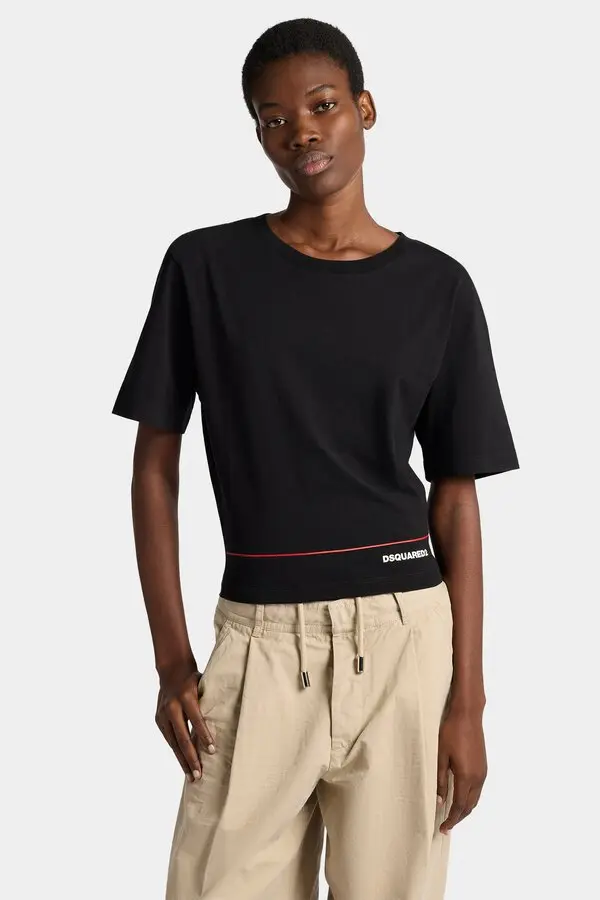 Dsquared2 Cropped T-shirt With Logo Detail - Black