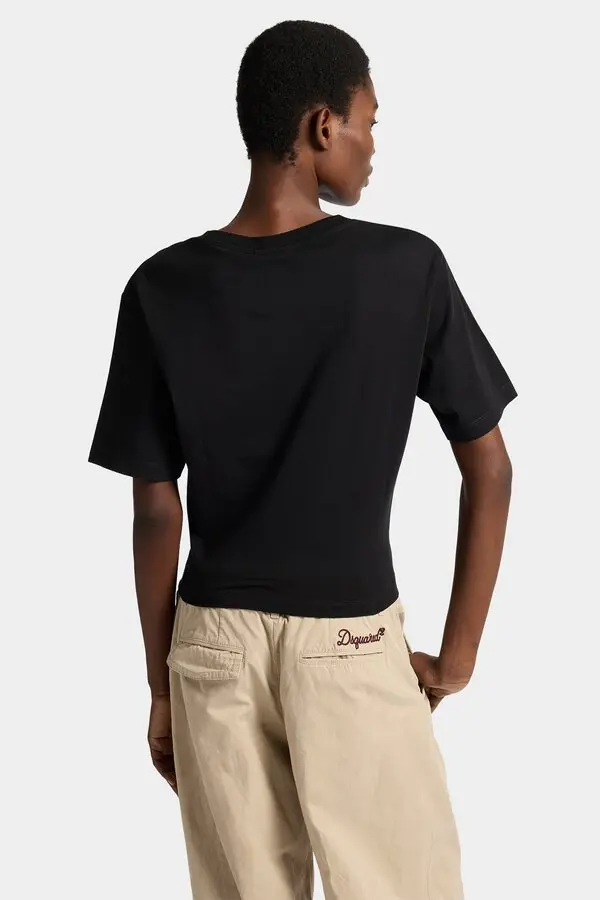 Dsquared2 Cropped T-shirt With Logo Detail - Black