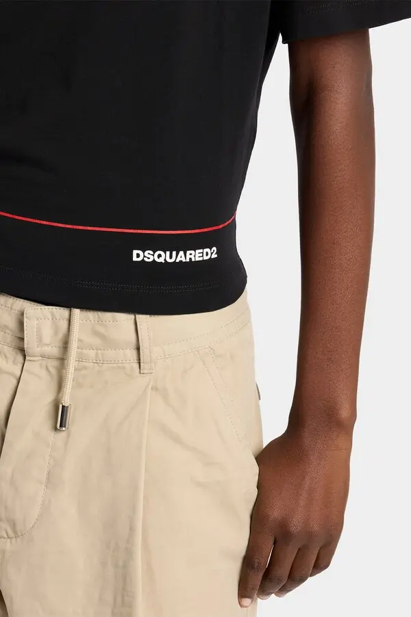 Dsquared2 Cropped T-shirt With Logo Detail - Black