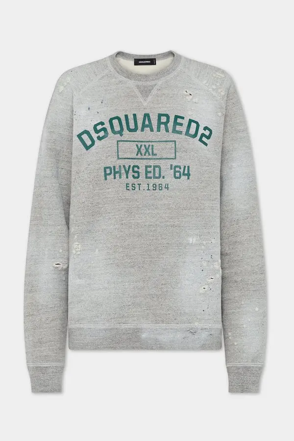 Dsquared2 Distressed Mélange Sweatshirt With Graphic Print - Grey