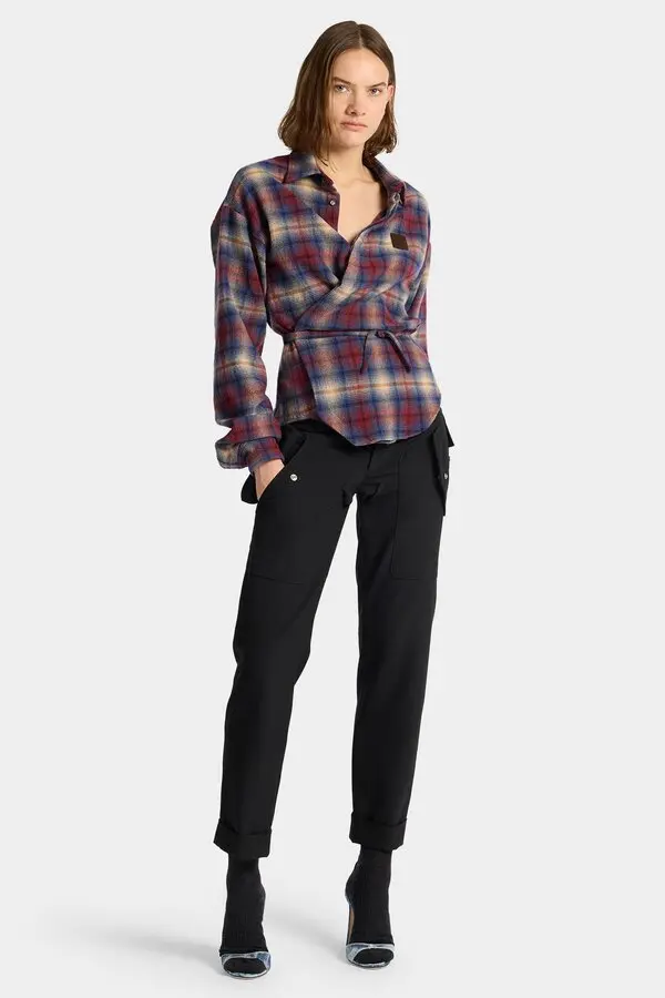 Dsquared2 Military Chic Cropped Wool Ripstop Trousers