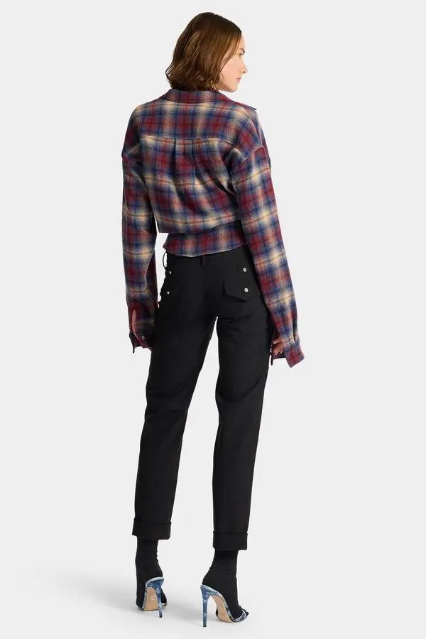 Dsquared2 Military Chic Cropped Wool Ripstop Trousers