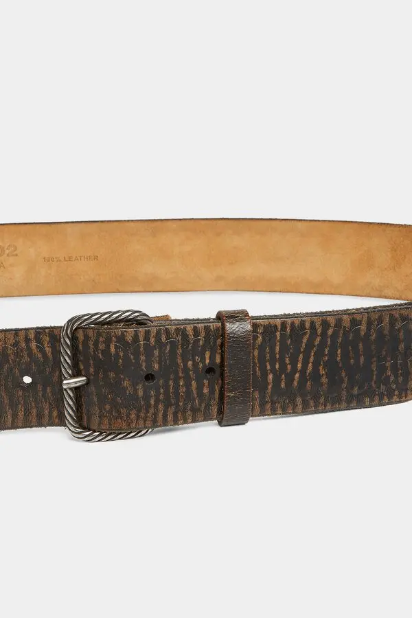 Dsquared2 Braided Buckle Scallop Leather Belt