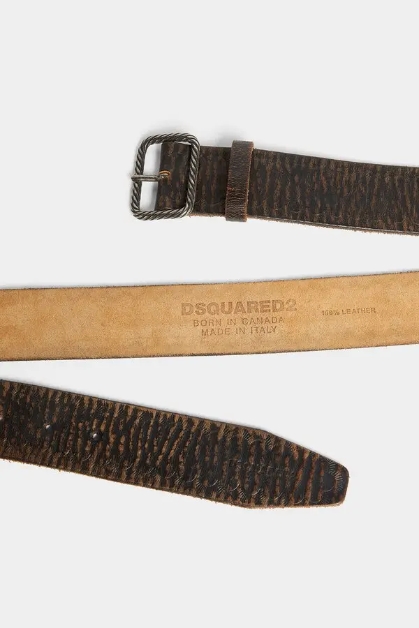 Dsquared2 Braided Buckle Scallop Leather Belt