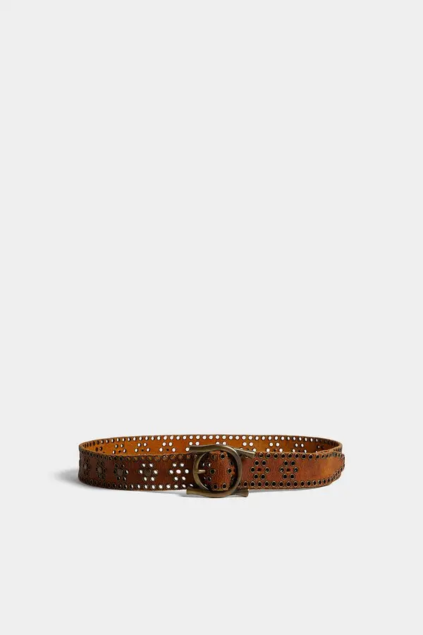 Dsquared2 Perforated Leather Belt With Metal Rings