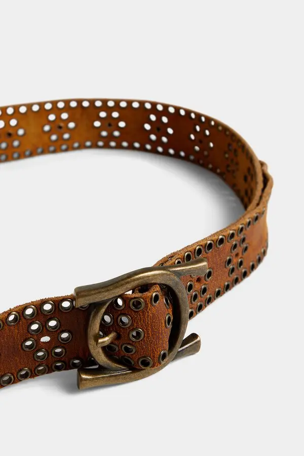 Dsquared2 Perforated Leather Belt With Metal Rings