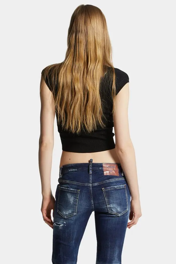 Dsquared2 Ribbed V-neck Knit Top