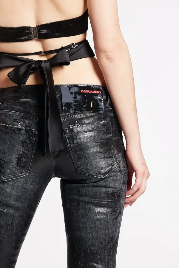 Dsquared2 Shiny Coated Medium Waist Flare Jeans