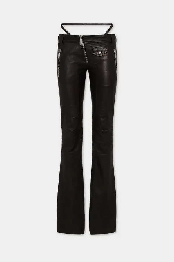 Dsquared2 Leather Thong Biker Pants - Black
