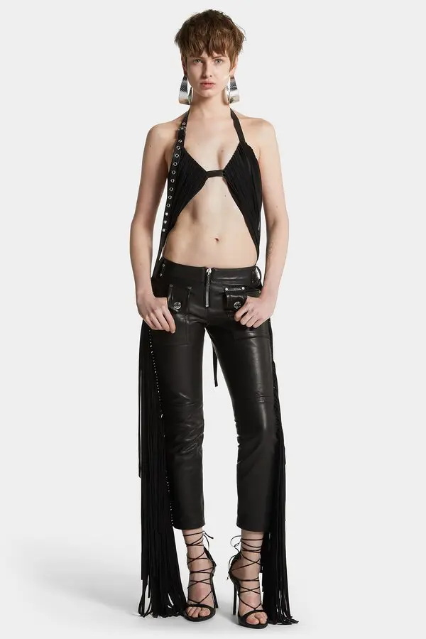 Dsquared2 Vaquera Collaboration Biker Pants With Fringe