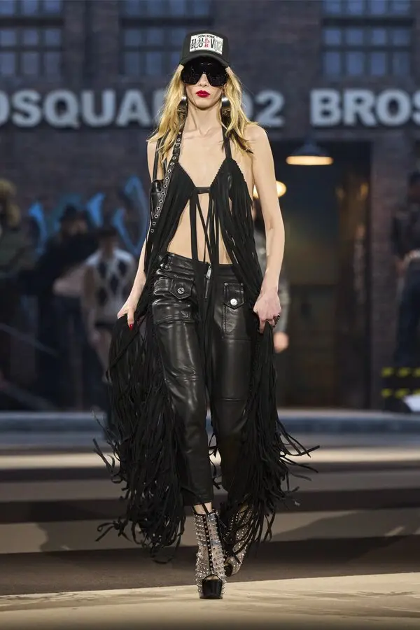 Dsquared2 Vaquera Collaboration Biker Pants With Fringe