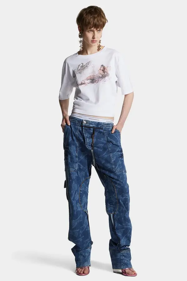 Dsquared2 Vaquera X Statue Of Liberty Cargo Laser Wash Jeans