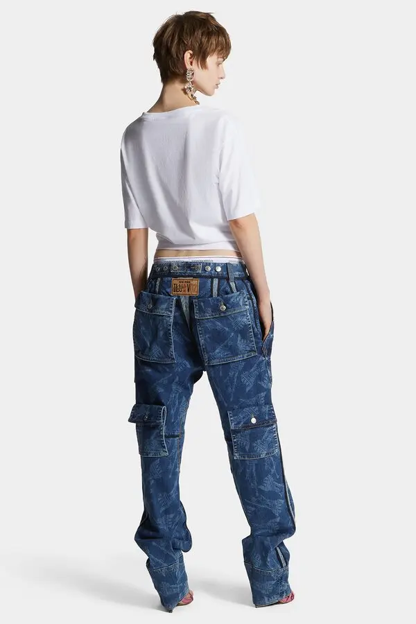 Dsquared2 Vaquera X Statue Of Liberty Cargo Laser Wash Jeans