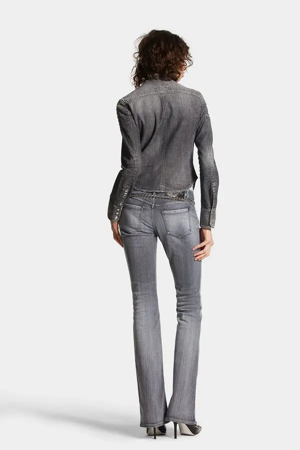Dsquared2 Grey Proper Wash Medium Waist Flare Jeans