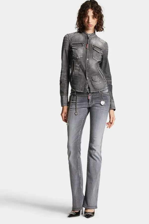 Dsquared2 Grey Proper Wash Medium Waist Flare Jeans