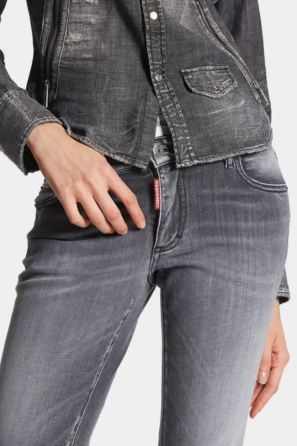 Dsquared2 Grey Proper Wash Medium Waist Flare Jeans