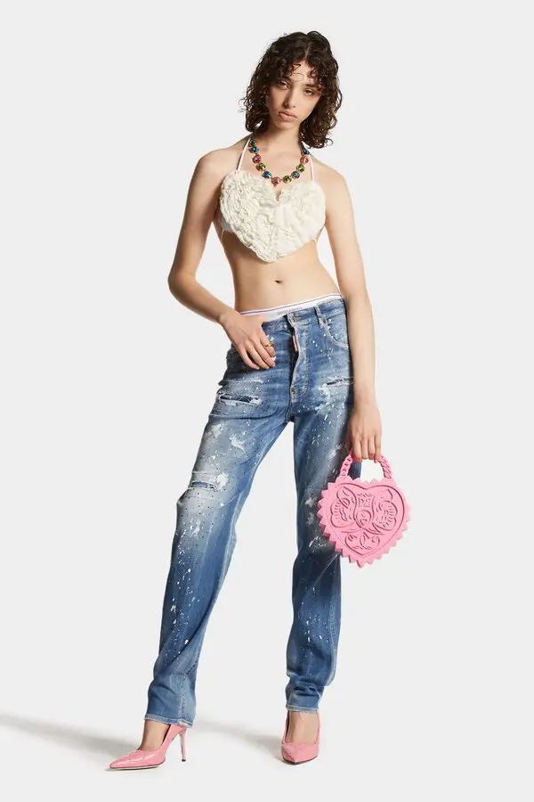 Dsquared2 Medium Wash Crystal Embellished Jeans - Blue