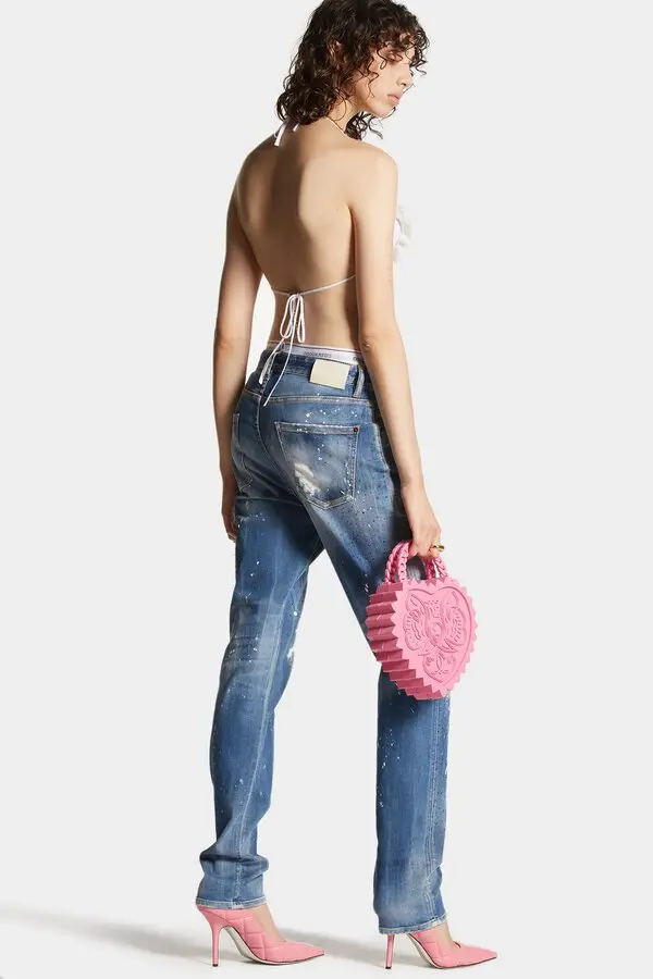 Dsquared2 Medium Wash Crystal Embellished Jeans - Blue