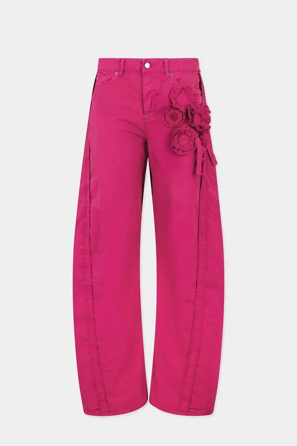 Dsquared2 Twisted Rose Embellished Cotton Pants - Red