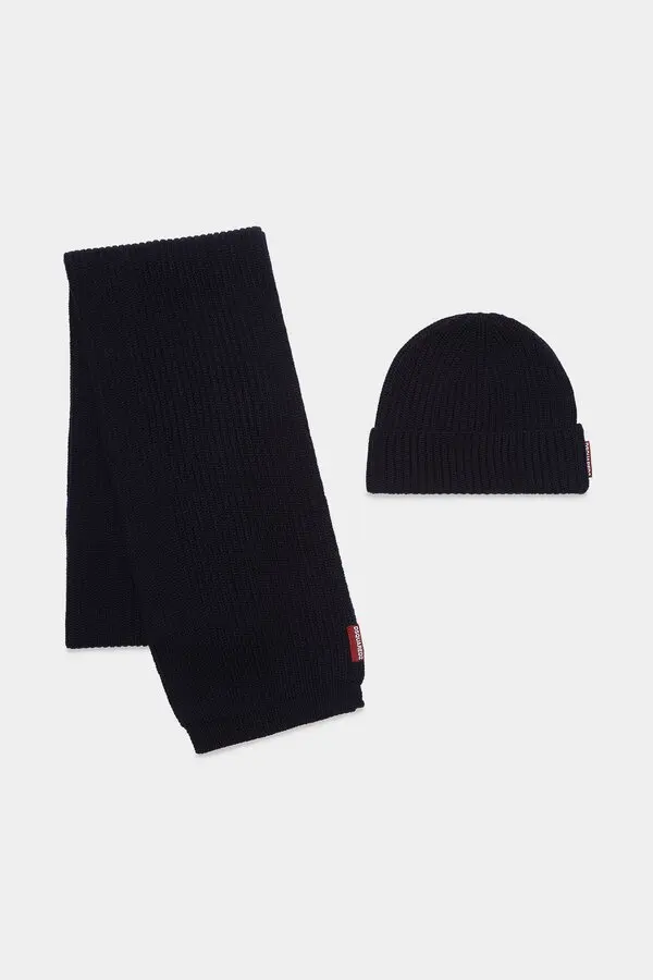 Dsquared2 Rib-knit Wool Scarf And Beanie Set