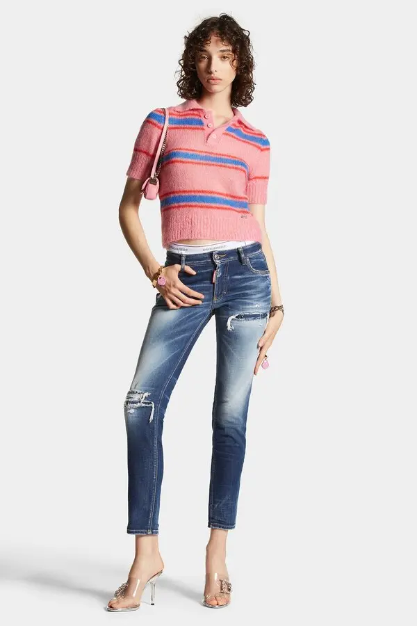Dsquared2 Jennifer Jeans With Ripped Knees - Blue