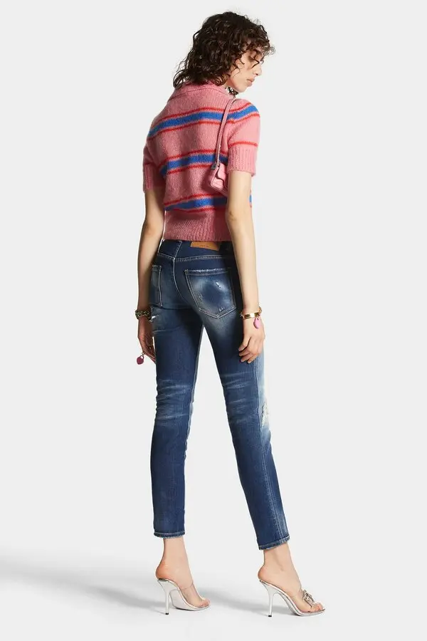 Dsquared2 Jennifer Jeans With Ripped Knees - Blue