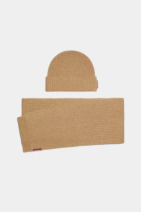 Dsquared2 Ribbed Knit Hat And Scarf Set - Black