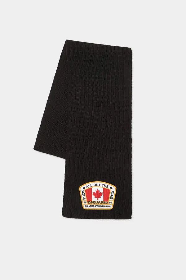Dsquared2 Canadian Flag Knit Scarf - Black
