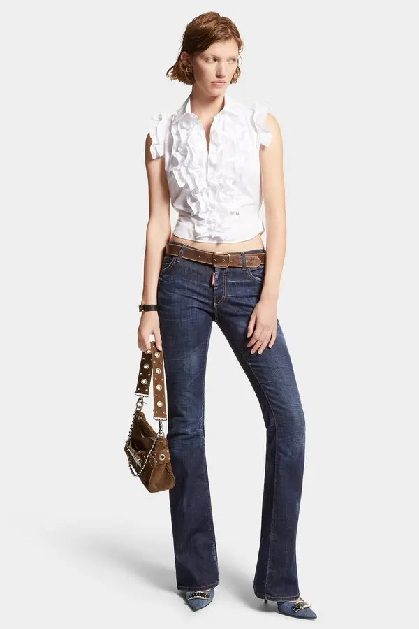 Dsquared2 Dark Clean Wash Medium Waist Flare Jeans