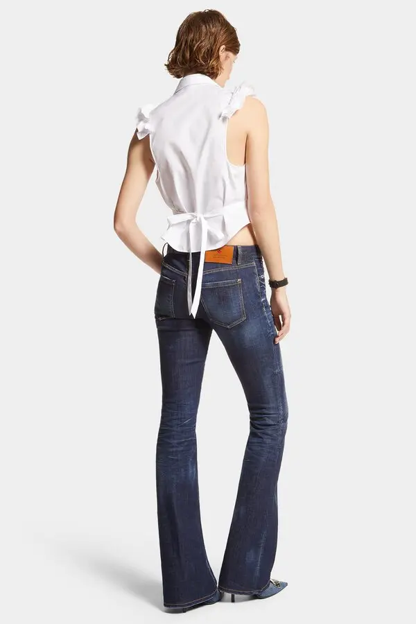 Dsquared2 Dark Clean Wash Medium Waist Flare Jeans