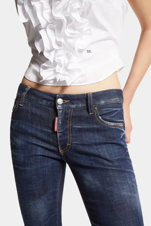 Dsquared2 Dark Clean Wash Medium Waist Flare Jeans