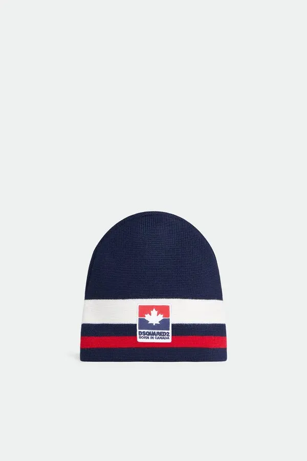 Dsquared2 Maple Leaf Knitted Beanie - Blue