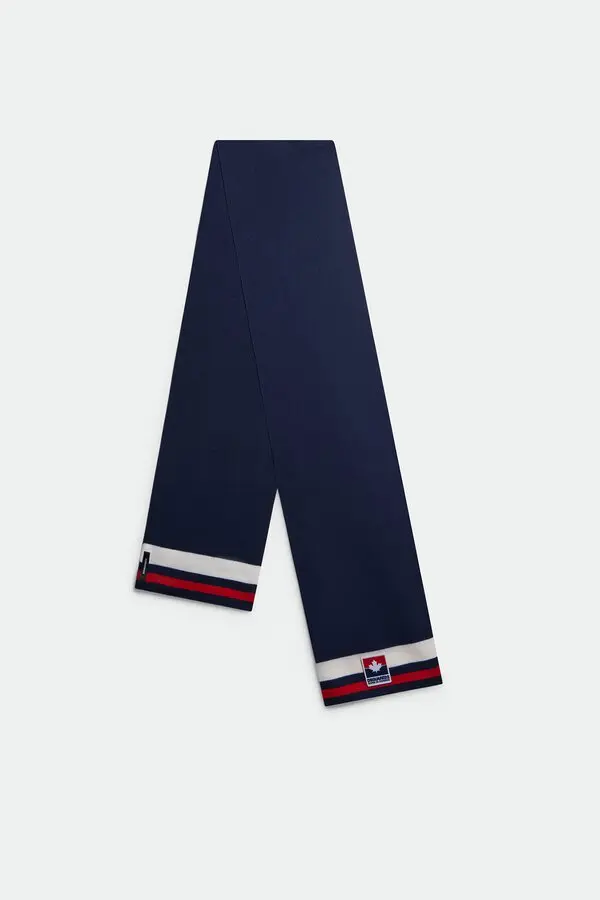 Dsquared2 Maple Leaf Knitted Scarf - Blue