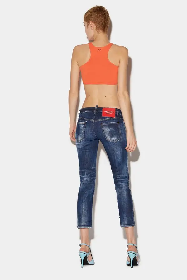 Dsquared2 Dark Crinkle Wash Jennifer Cropped Jeans