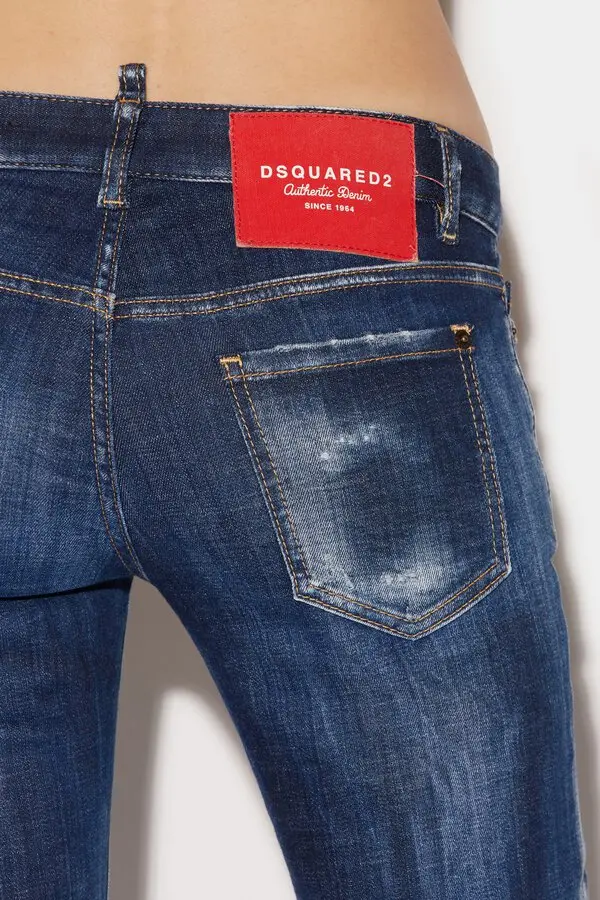 Dsquared2 Dark Crinkle Wash Jennifer Cropped Jeans