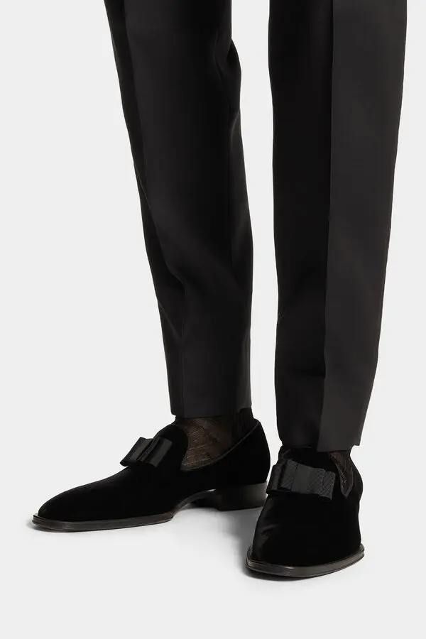 Dsquared2 Velvet Loafers With Grosgrain Ribbon Detail