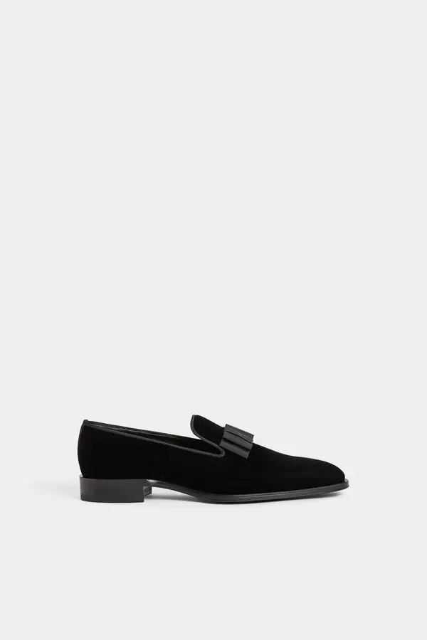 Dsquared2 Velvet Loafers With Grosgrain Ribbon Detail