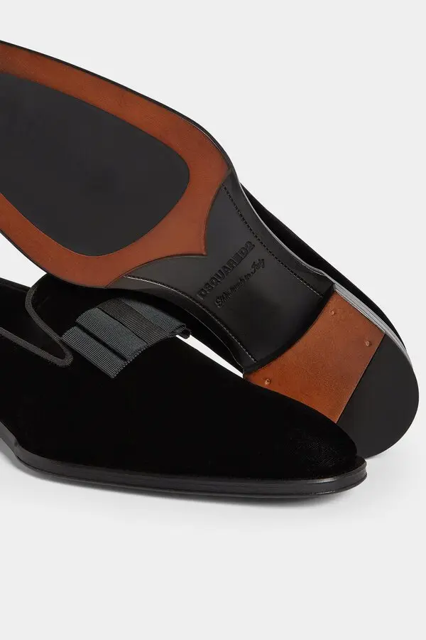 Dsquared2 Velvet Loafers With Grosgrain Ribbon Detail