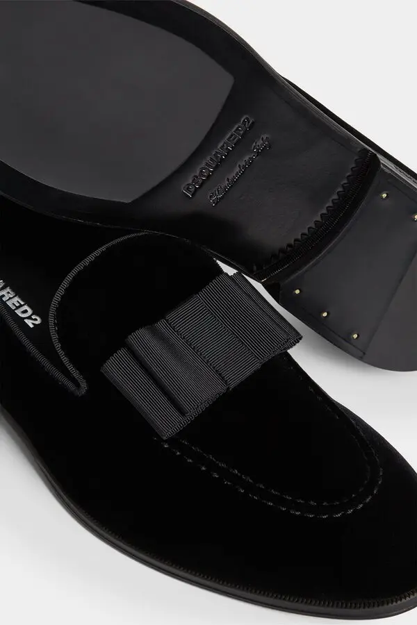 Dsquared2 Velvet Loafers With Bow Detailing