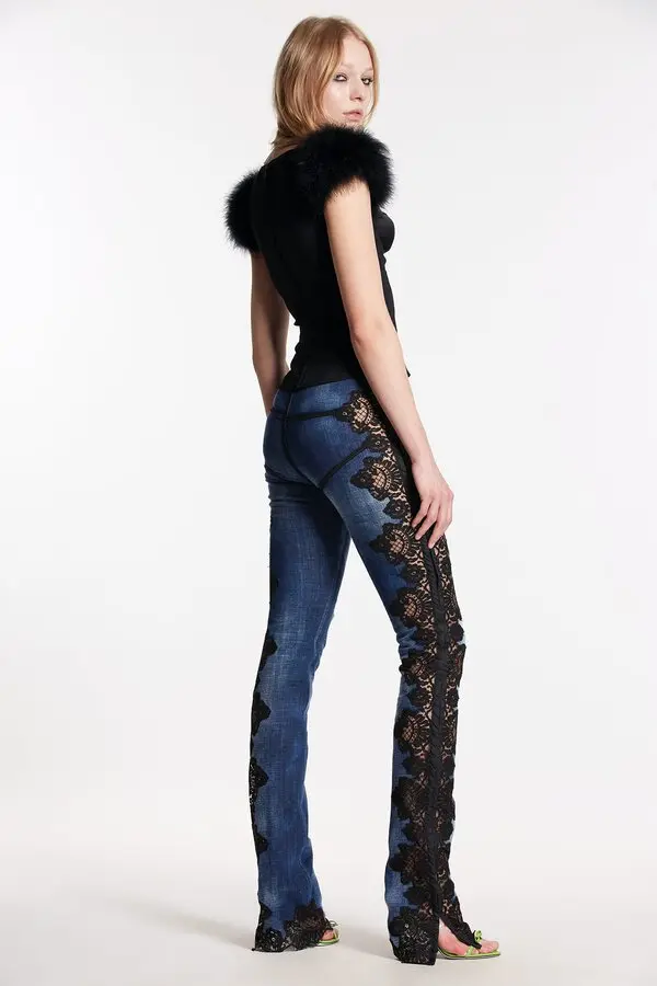 Dsquared2 Cloudy Wash Lace Trim Sharpei Jeans